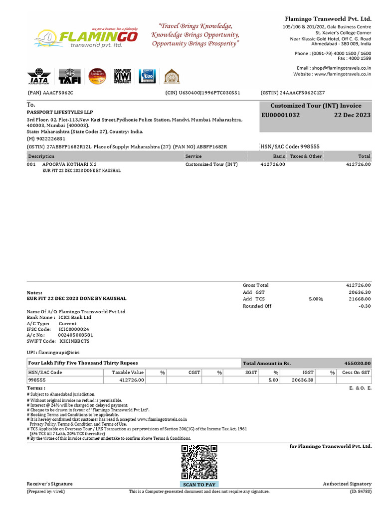 Miscellaneous Invoice (EU00001032) Passport Lifestyle | PDF | Public ...