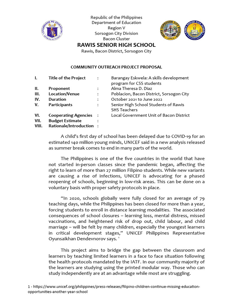 Barangay Eskwela Skills Program | PDF