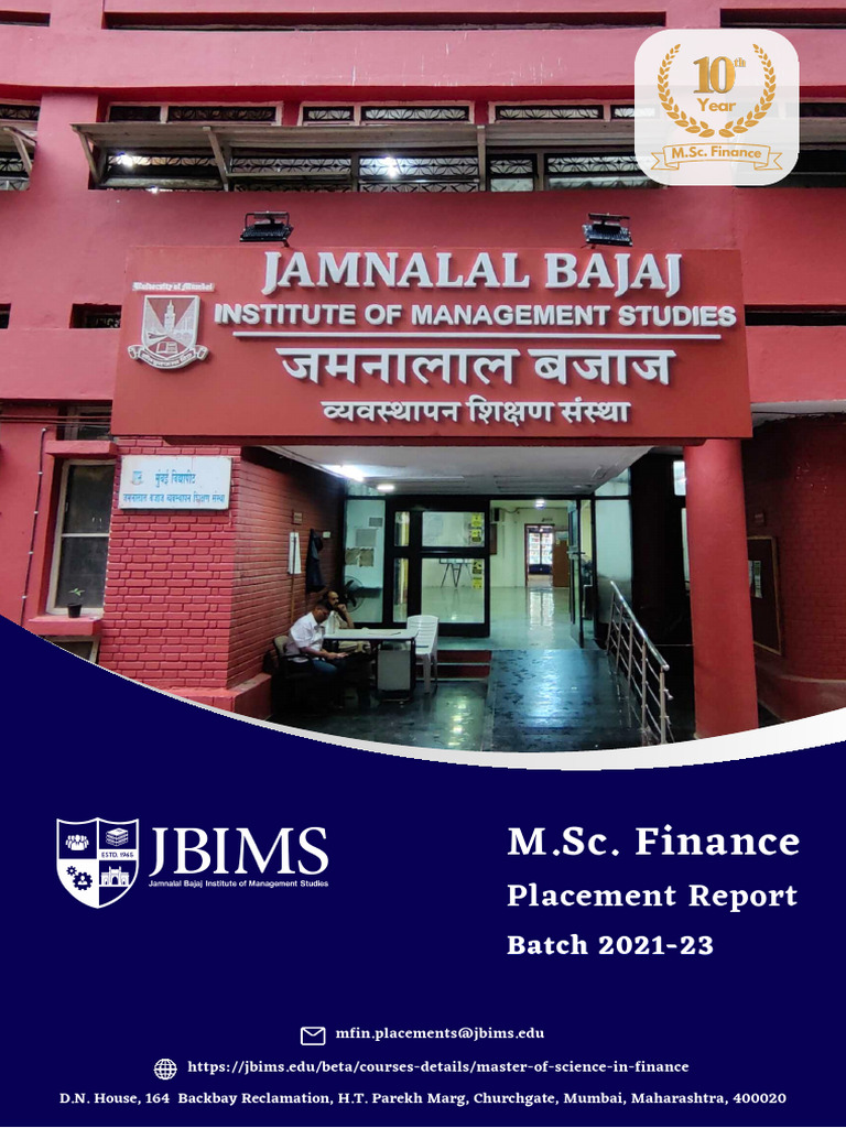 JBIMS M.Sc. Finance 2023 Placement Report | PDF | Internship | Job Hunting