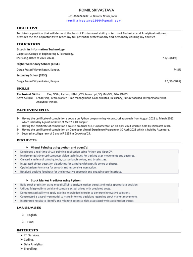 Aspiring IT Professional Resume | PDF