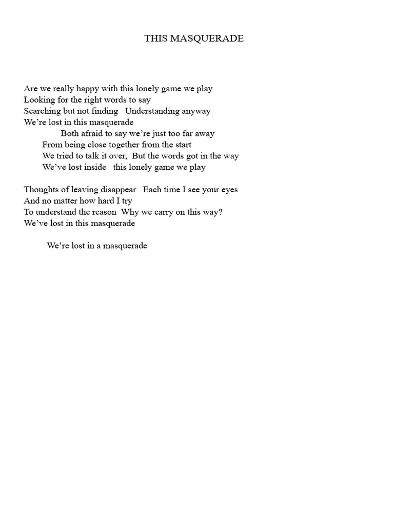 Masquerade | PDF | Language Arts & Discipline