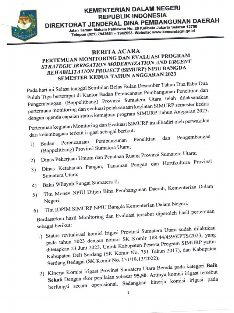 Ba Monev Simurp Bappelitbang 2023 | PDF