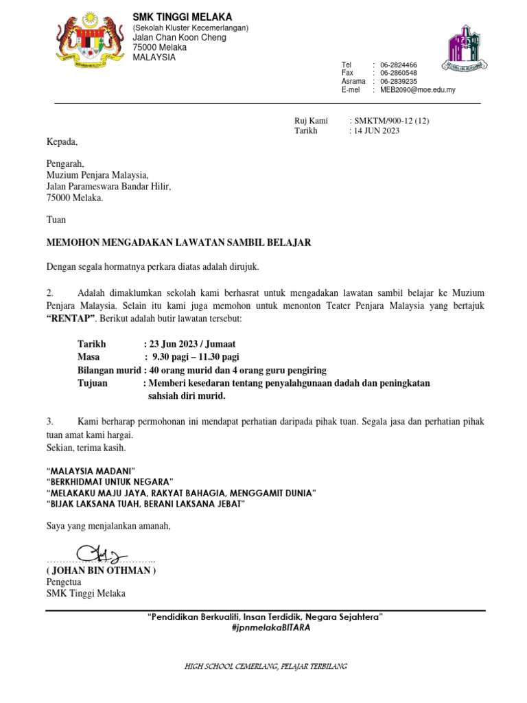 Surat Mohon Lawatan Ke Muzium Penjara | PDF