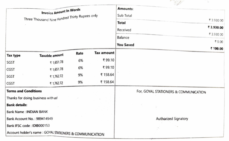 Stationary Bill | PDF