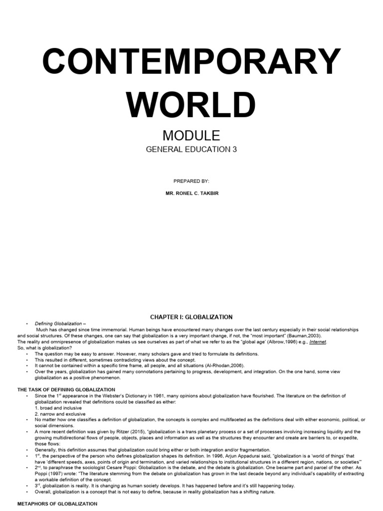 Contemporary World Module | PDF