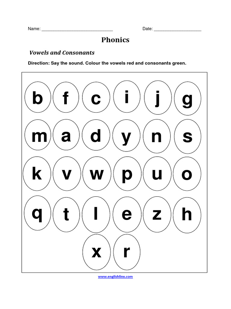 Vowels and Consonants Coloring Worksheet | PDF | Foreign Language Studies