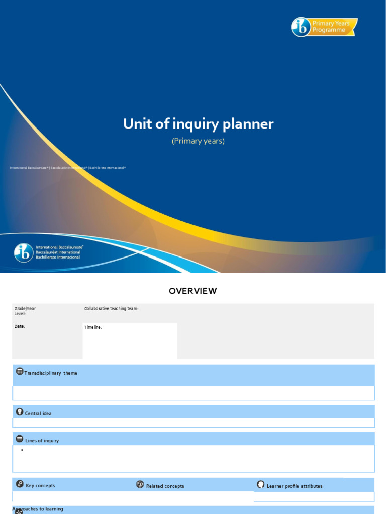 UOI Planner Primary Years | PDF