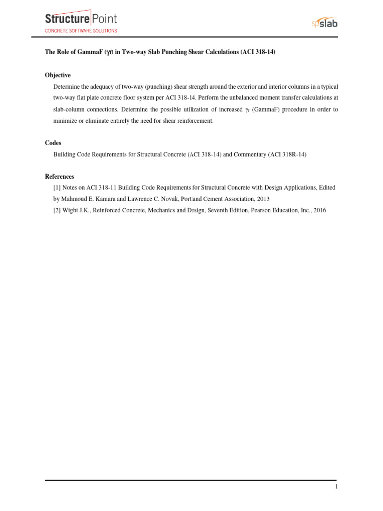 The Role of GammaF in Two-Way Slab Punching Shear Calculations in ACI ...