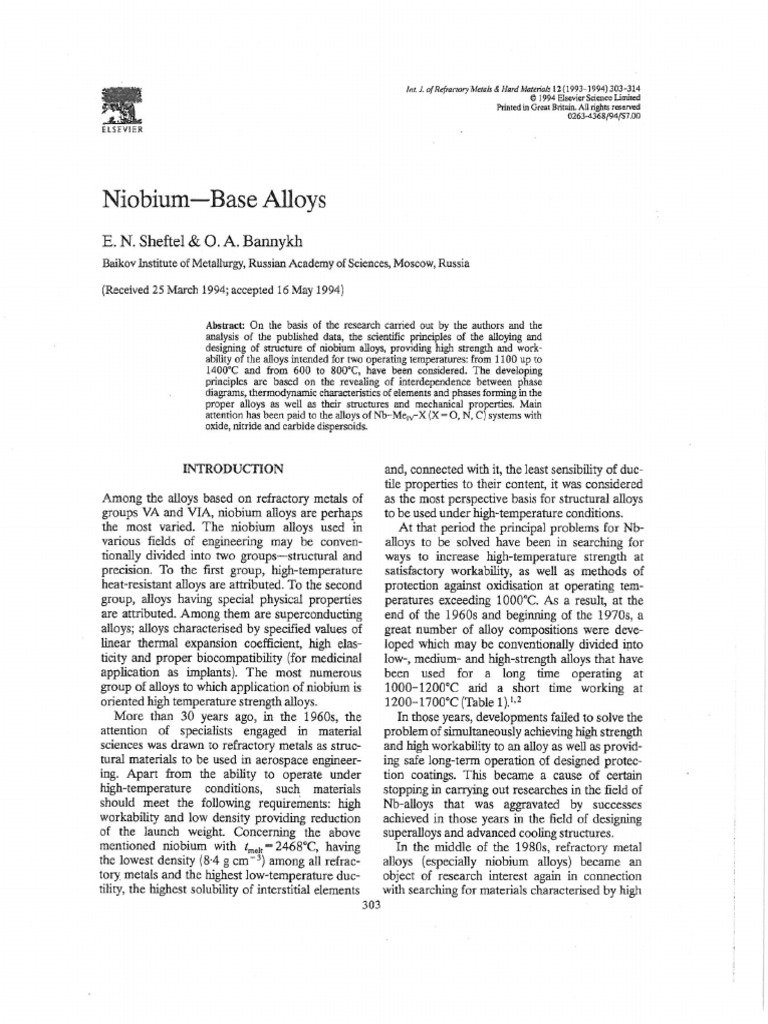 Nb Alloys Pdf