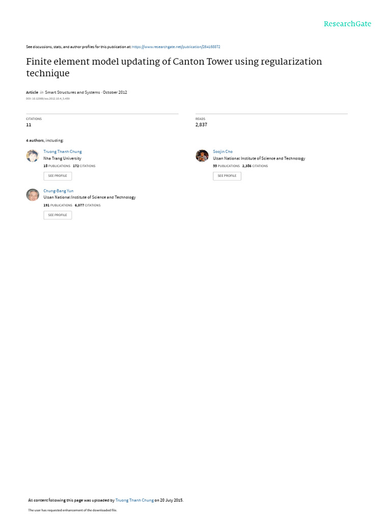 Finiteelementmodelupdatingof Canton Towerusingregularizationtechnique ...
