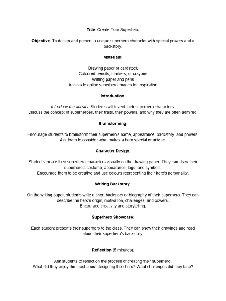 Create Your Superhero | PDF