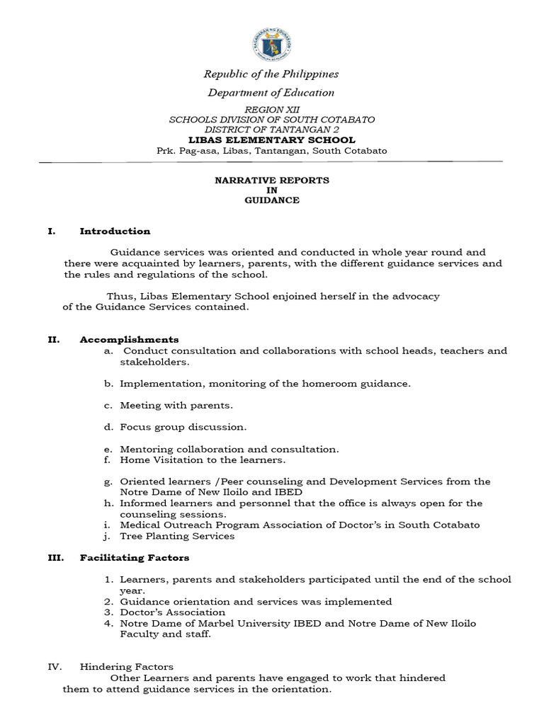 Guidance Narrative Report | PDF