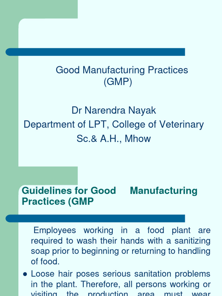 Good Manufacturing Practices (GMP) | PDF | Pallet | Sanitation