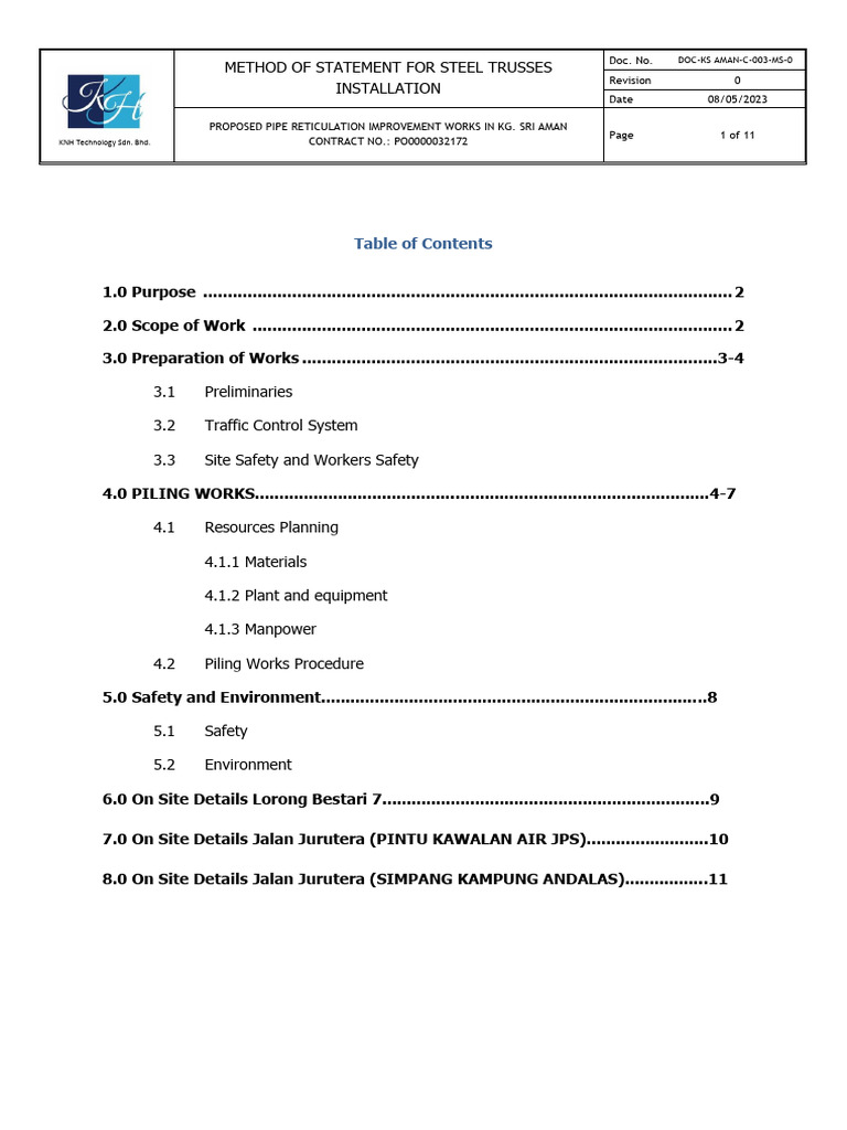 Steel Trusses Installation Method Statement | PDF | Technology ...