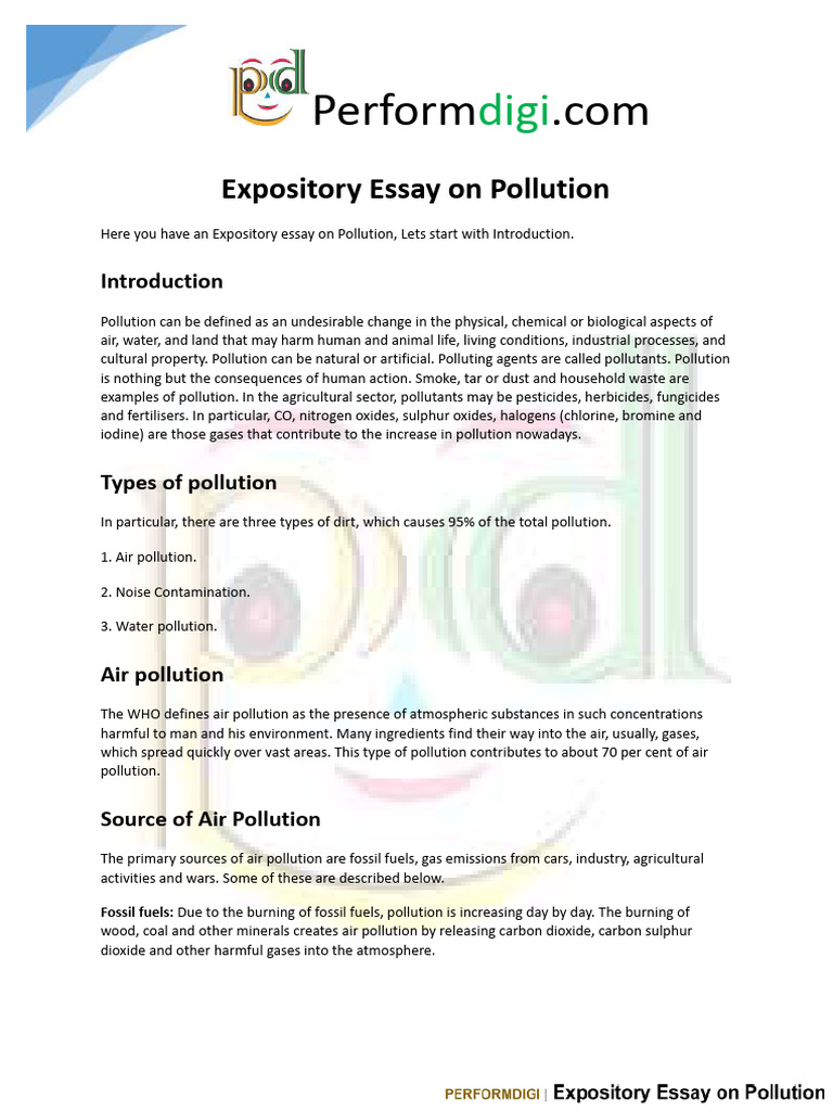 Expository Essay on Pollution Overview | PDF