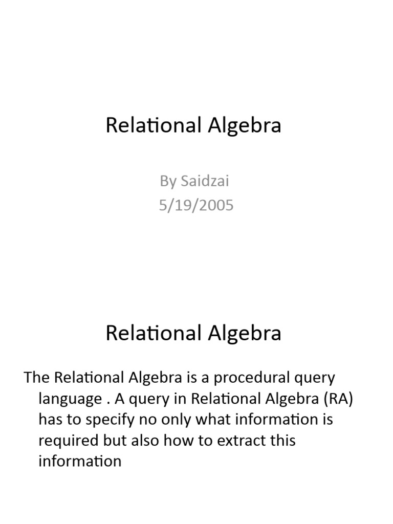 Relational Algebra | PDF