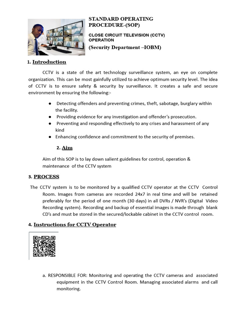 Standard Operating Procedure Sop CCTV Op | PDF | Computers | Technology ...