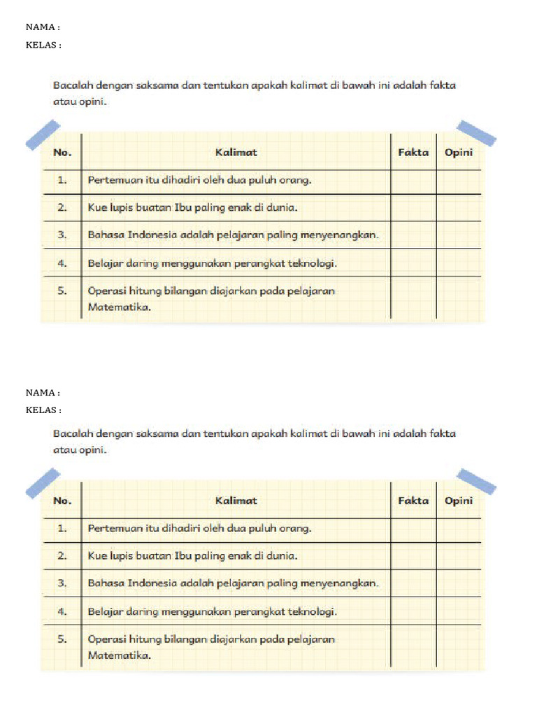 Soal Menentukan Kalimat Fakta Dan Opini | PDF
