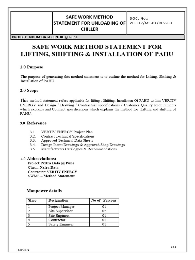 PAHU Installation Method Statement | PDF | Home & Garden | Technology ...