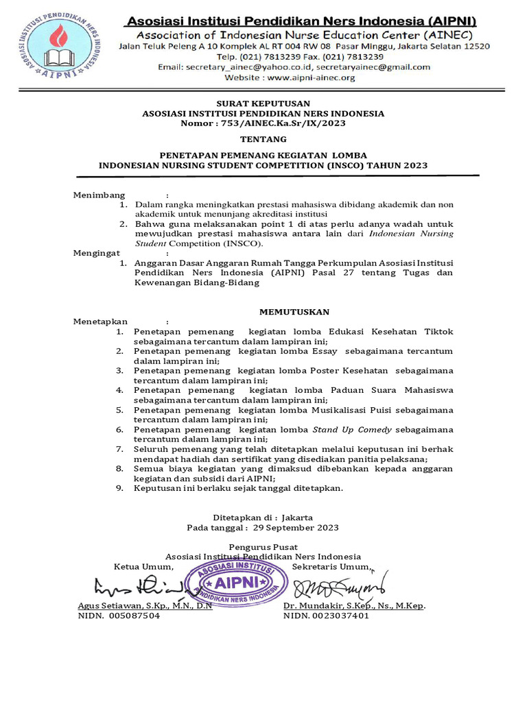 SK Juara Insco Tahun 2023 | PDF