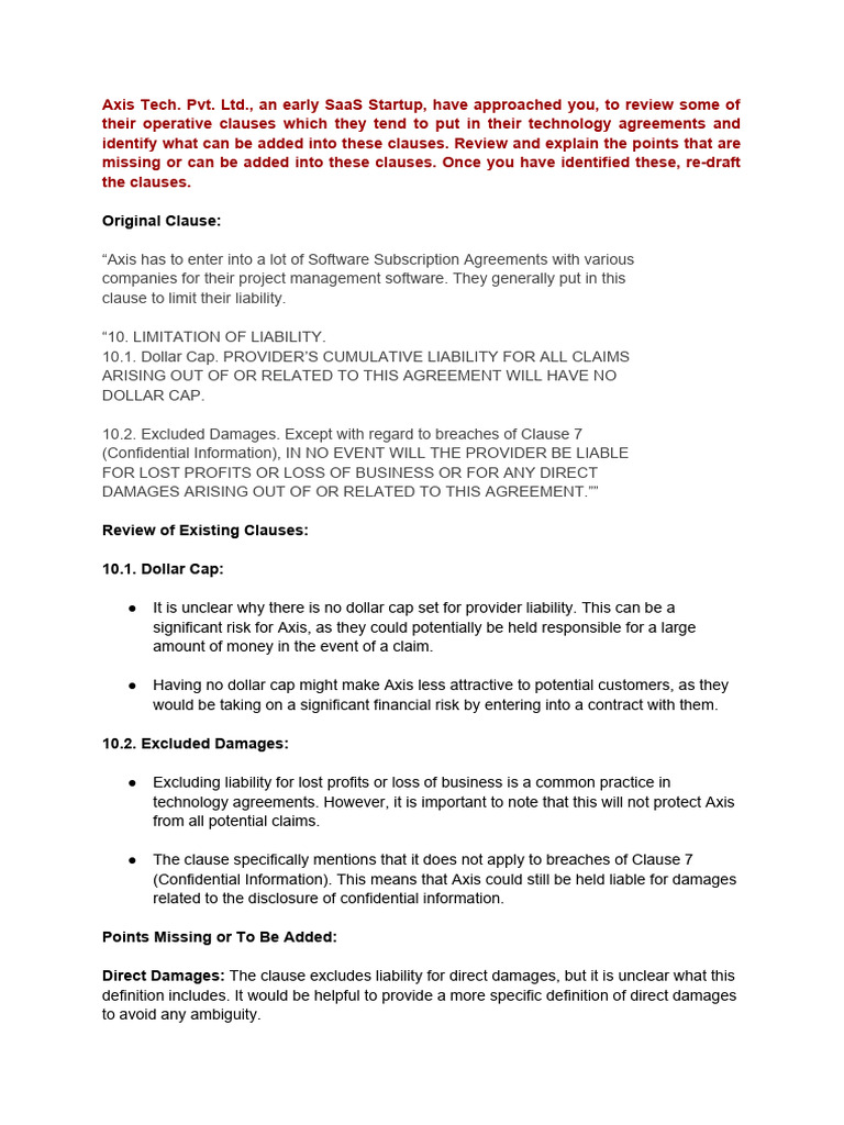 Exercises On Operative And Boilerplate Clauses Of Technology Contracts Part 2 Pdf Software