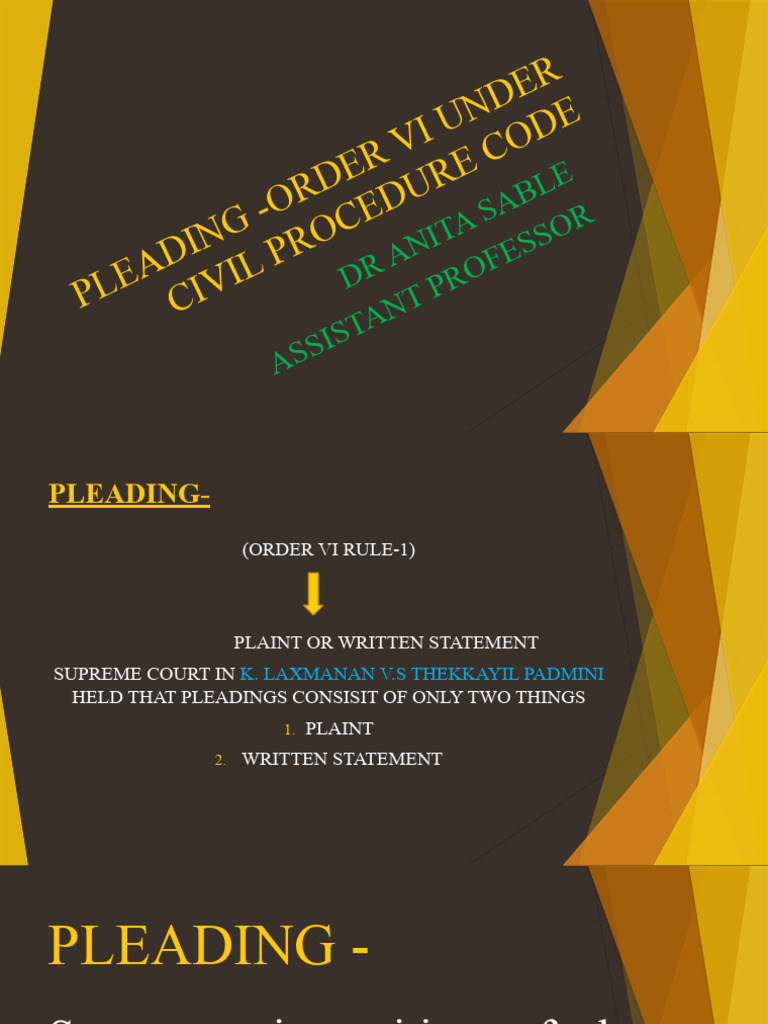 Pleadings Order Vi of Civil Procedure Code | PDF