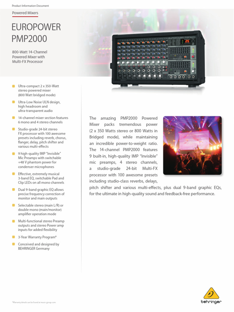 Behringer Power Mixer Europower PMP 2000 | PDF