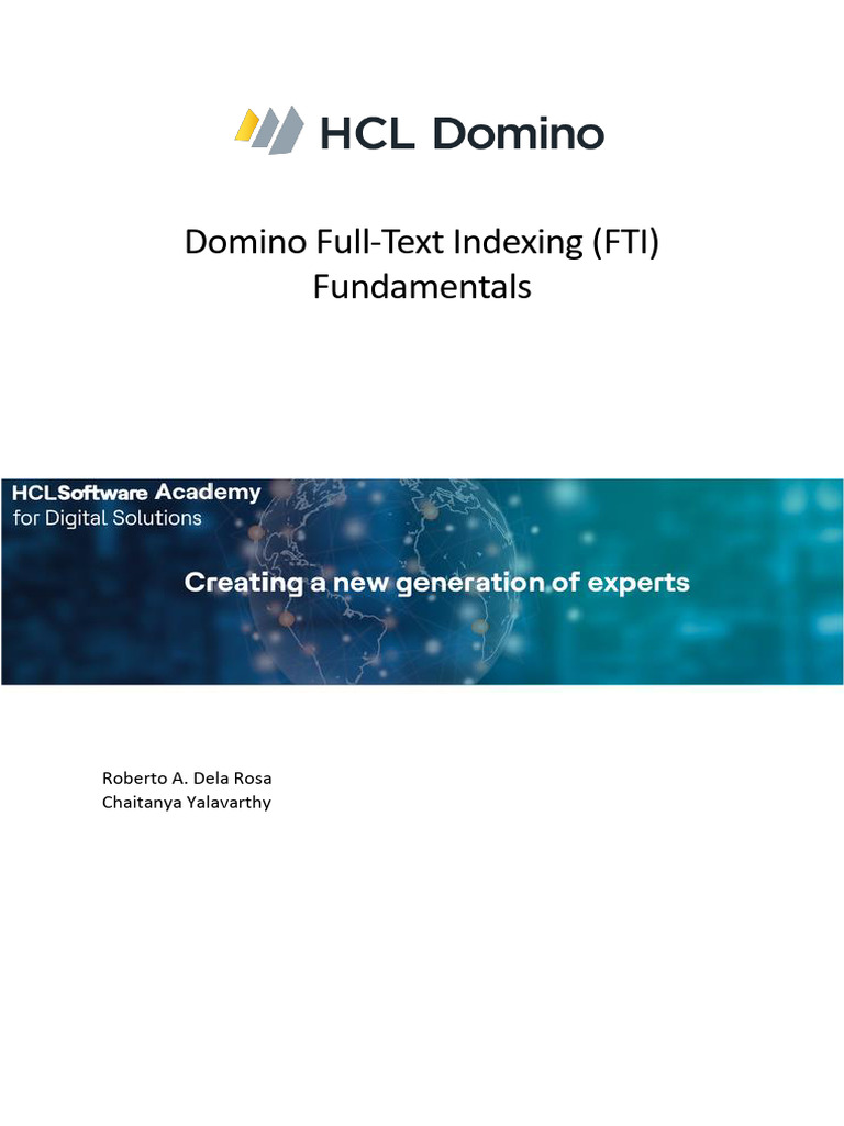 Domino Full Text Indexing (FTI) Fundamentals | PDF Domino Full Text Indexing (FTI) Fundamentals | PDF