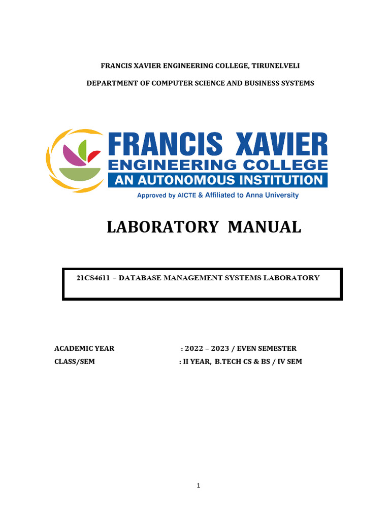 DBMS Lab Manual New Format | PDF DBMS Lab Manual New Format | PDF