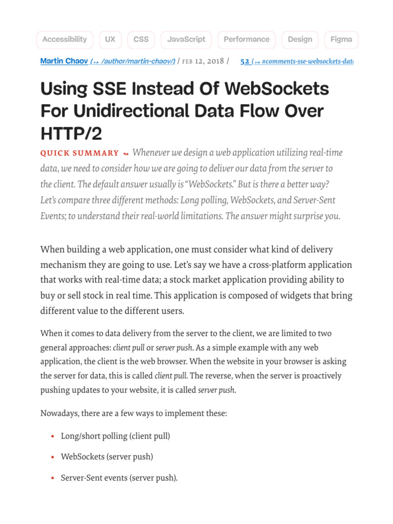 Using SSE Instead of WebSockets For Unidirectional Data Flow Over HTTP - 2 | PDF | Business