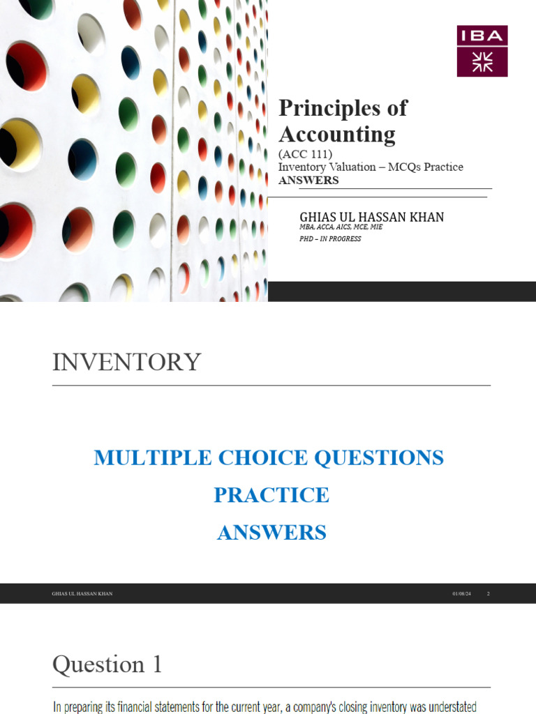 Chapter 6 - ANSWERS - Inventory MCQs Practice | PDF