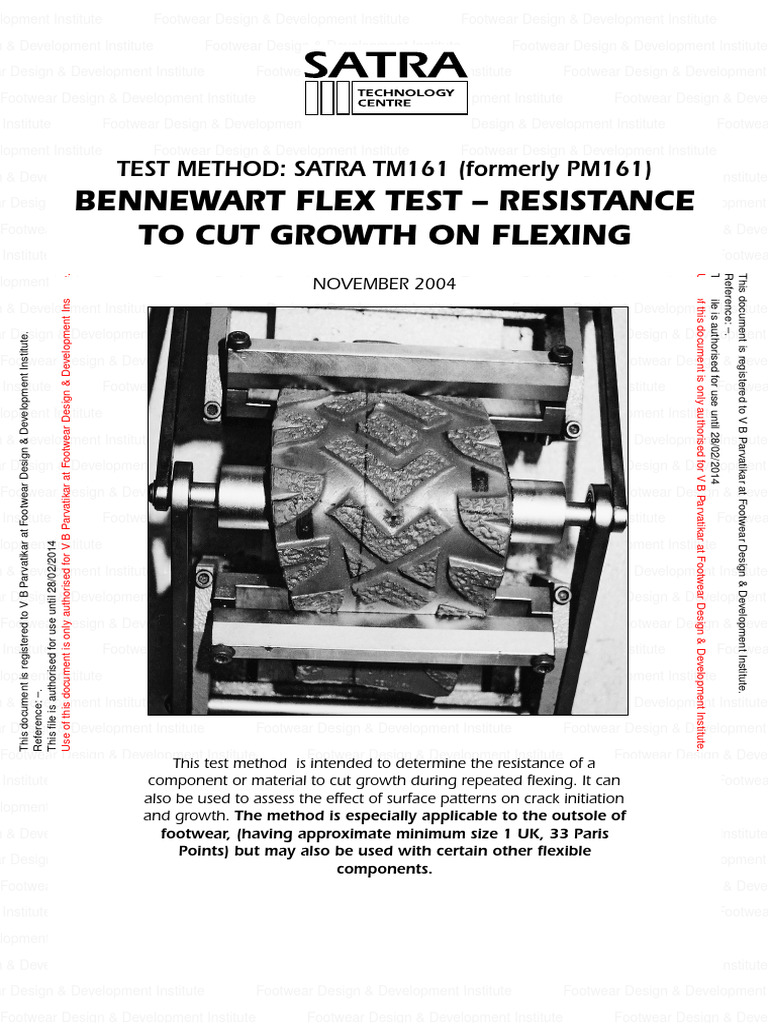 Bennewart Flex Test - Resistance To Cut Growth On Flexing: TEST METHOD ...
