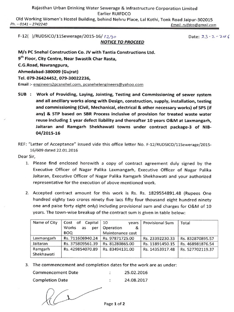 Notice To Proceed | PDF