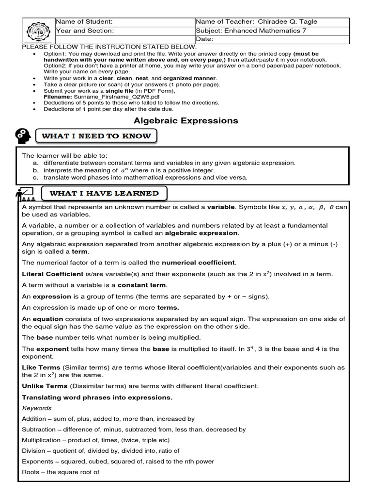 Math Worksheet | PDF