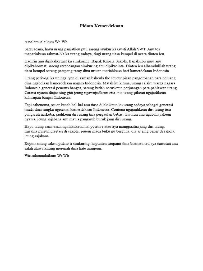 Pidato Kemerdekaan Basa Sunda | PDF