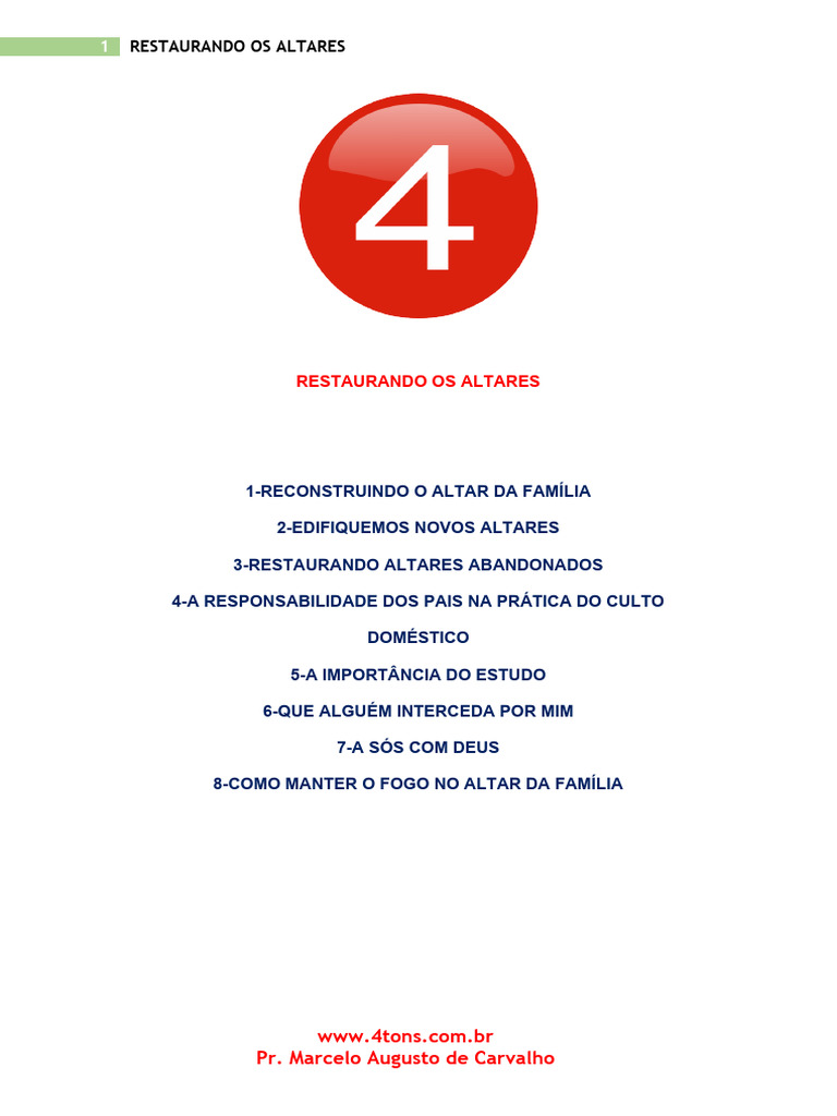 Sermão 4002 000 Semana Família 2002 Restaurando Os Altares | PDF