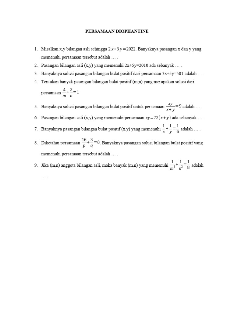 Materi 8 Persamaan Diophantine | PDF