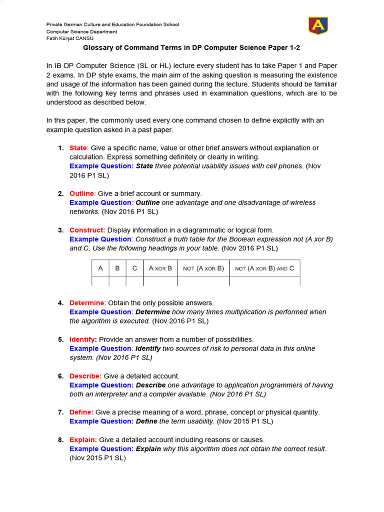 Glossary of Command Terms in DP Computer | PDF