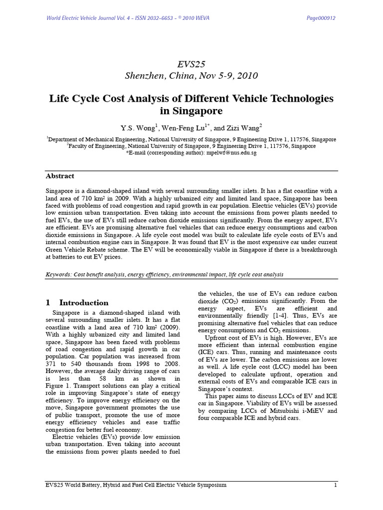 Life Cycle Cost Analysis of Different Vehicle Tech | PDF