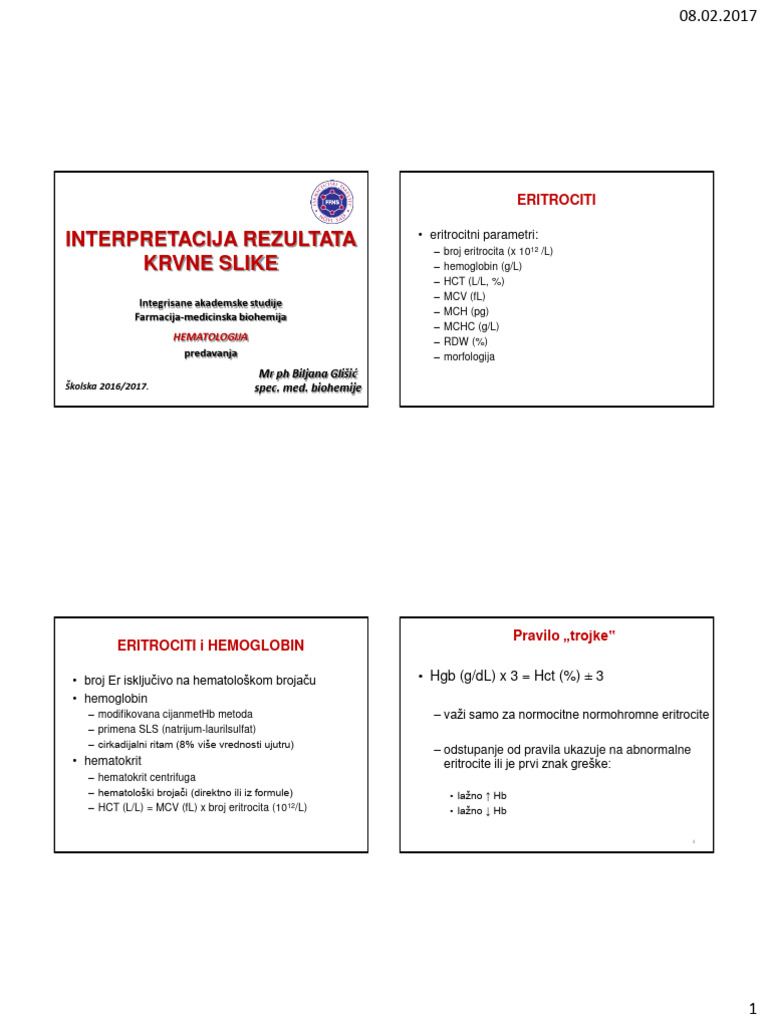 Interpretacija Rezultata Krvne Slike | PDF