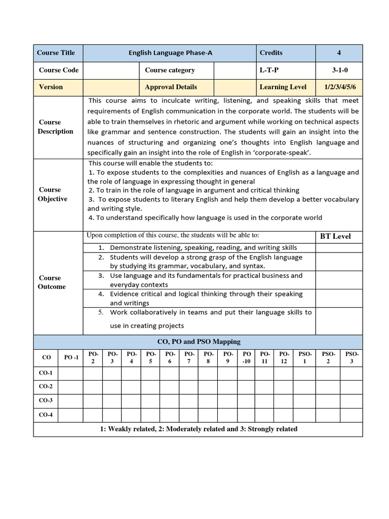 1.BBA - GM - English Language Phase A | PDF