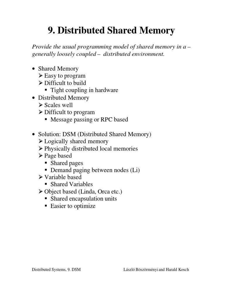 Distributed Shared Memory Pdf Operating System Technology Concurrency Computer Science