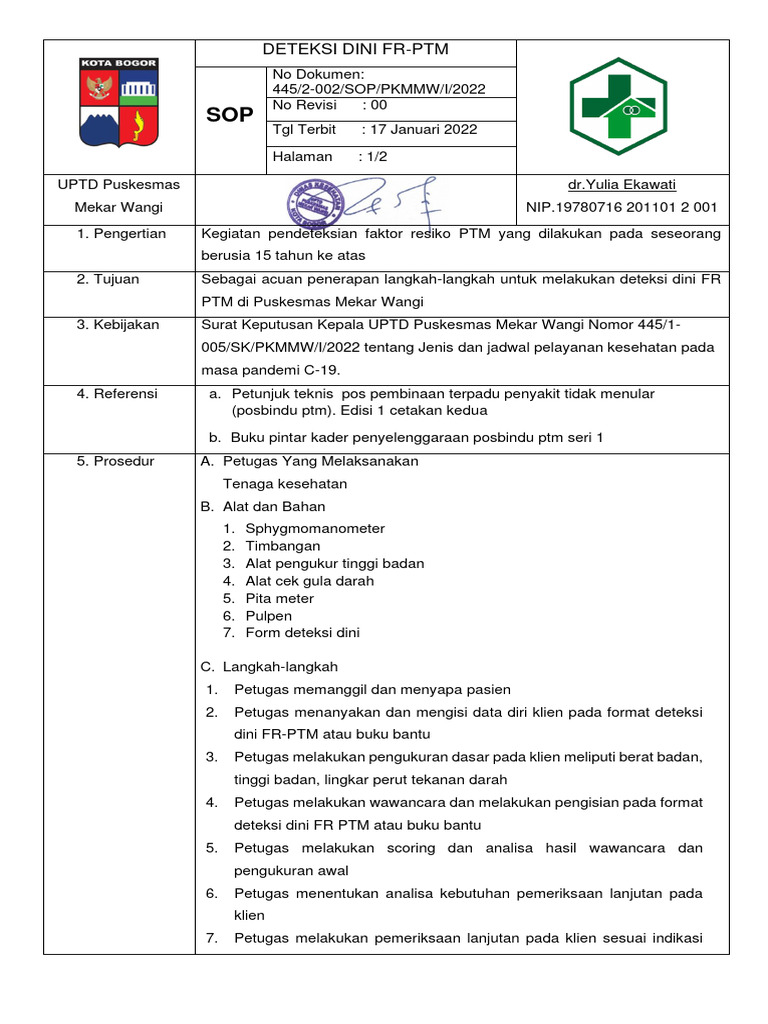 Sop Deteksi Dini | PDF