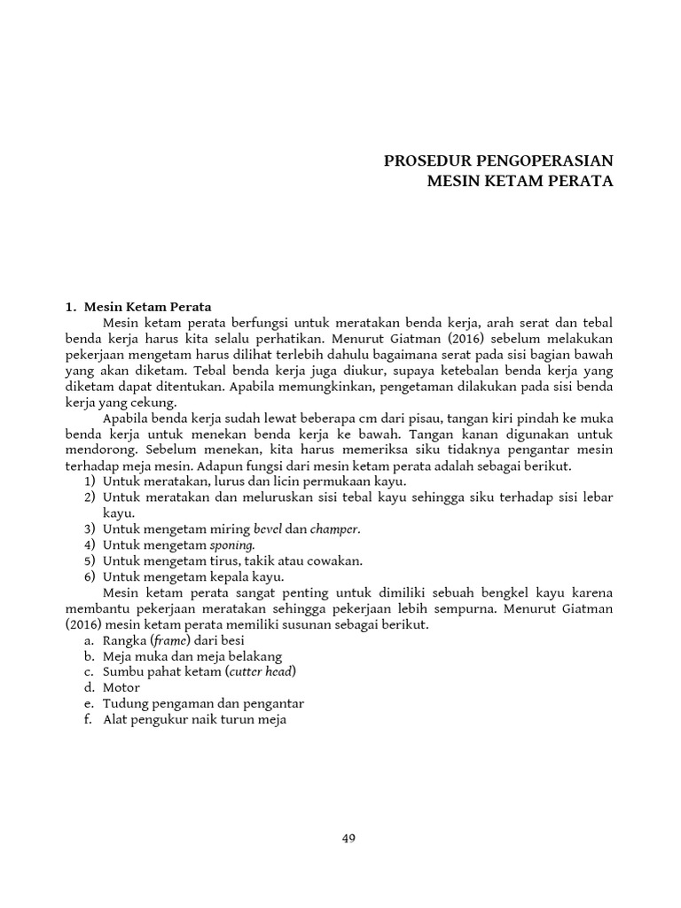 SOP Mesin Ketam Perata | PDF | Griya & Taman