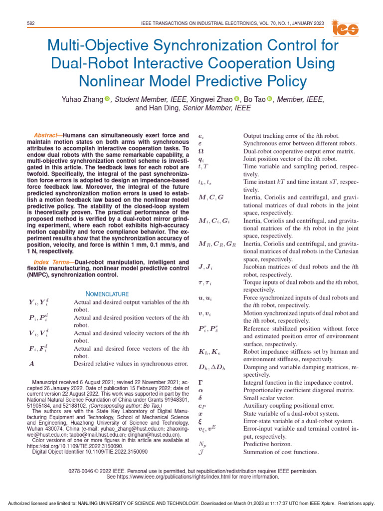 Franka Multi Objective Synchronization Control For Dual Robot Interactive Cooperation Using