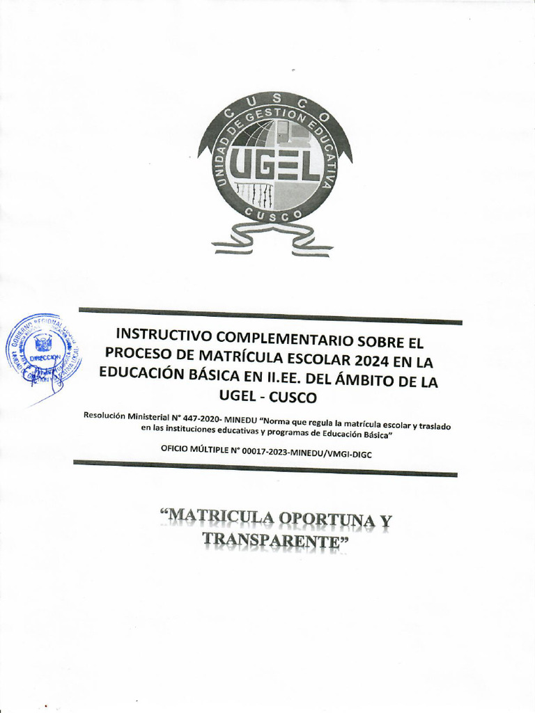 Instructivo Matricula 2024 Ugel Cusco | PDF