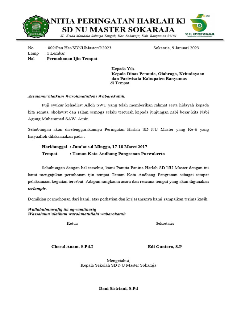 Surat Ijin Tempat | PDF