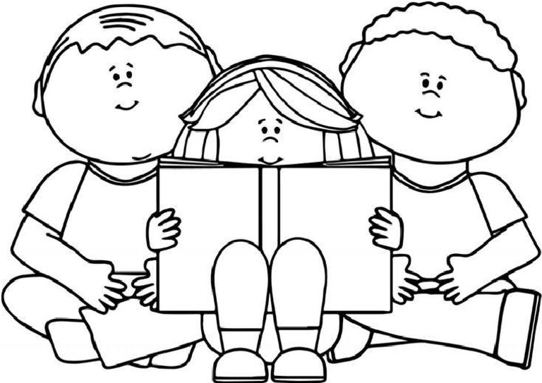 Kids Reading Colouring Page 1 | PDF