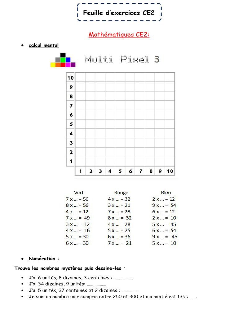 Exercices Ce2 8 Juin | PDF