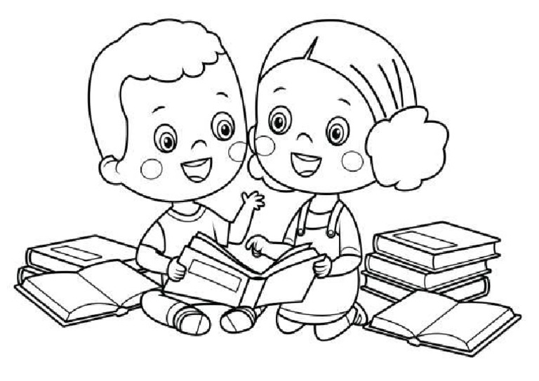 Kids Reading Colouring Page 2 | PDF